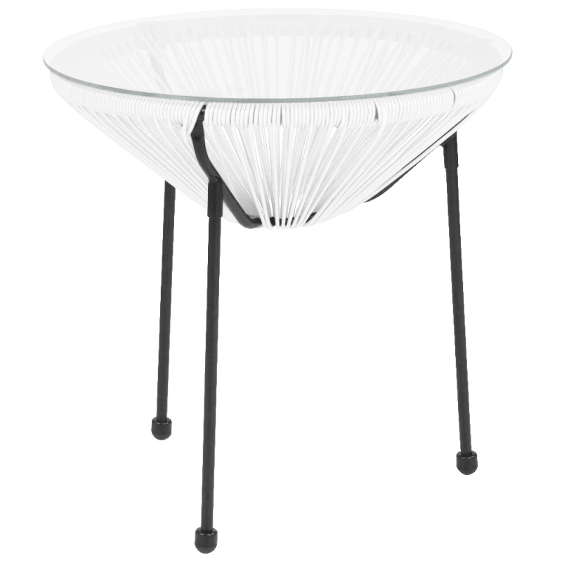 Valencia Oval Comfort Series Take Ten White Rattan Table With Glass Top