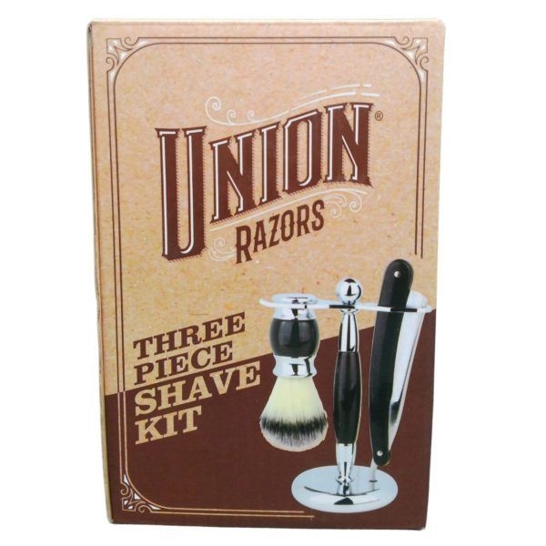 8 Pieces Union Razors Three Piece Straight Razor Shave Kit In Black - Store
