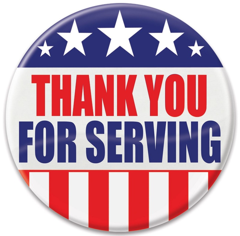 Buy Thank You For Serving Button Online - Patriotic Badge of Appreciation