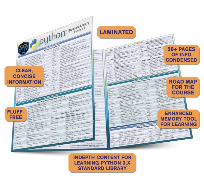 Quickstudy Python 3 Programming Language Laminated Reference Guide quickstudy-python-3-programming-language-laminated-reference-guide