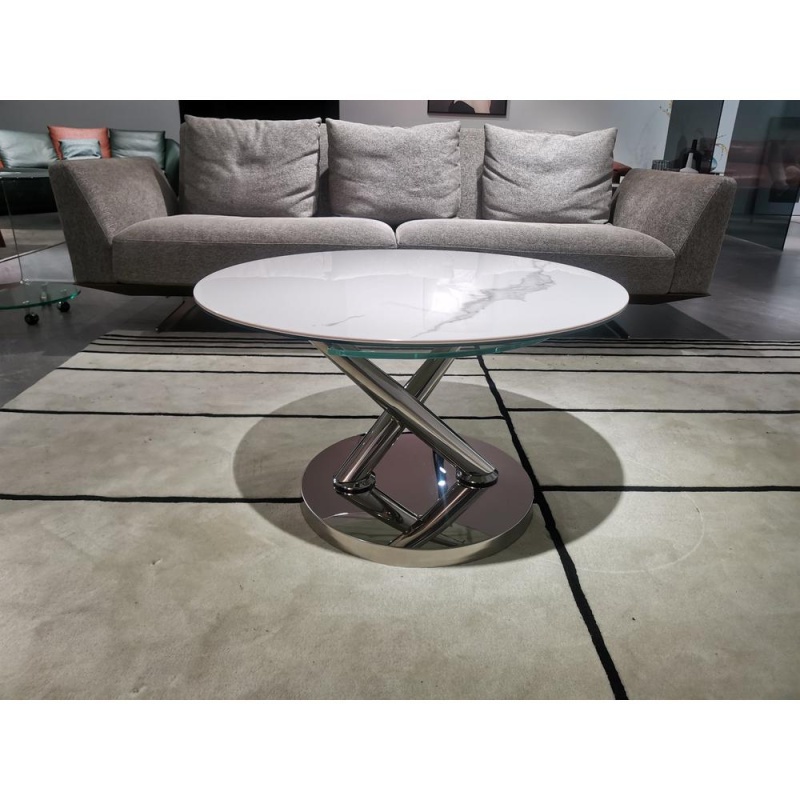 Buy Motion Coffee Table with One Ceramic Top and One Clear Glass Top ...