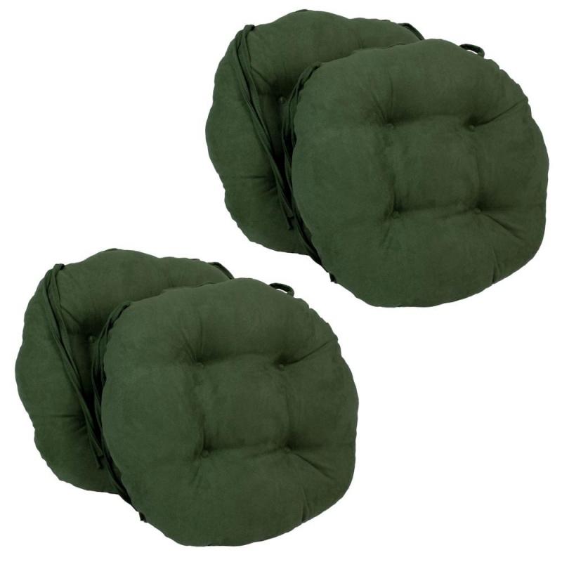 Blazing Needles 16-Inch Solid Micro Suede Round Tufted Chair Cushions ...