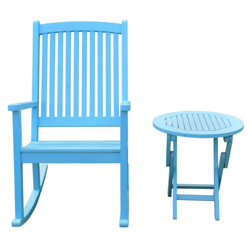 International Caravan Nicosia Acacia Wood Rocker and Side Table Set