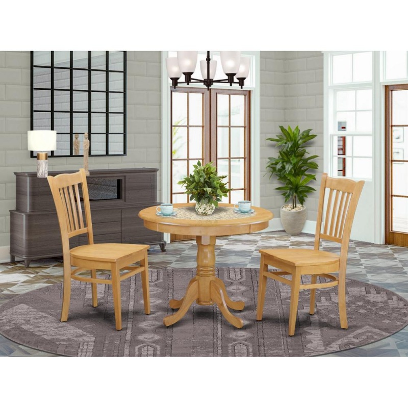 East West Furniture 3 PC Kitchen Table Set - Table and 2 Dining Chairs ...