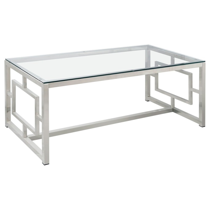 Buy Merced Rectangle Glass Top Coffee Table Nickel Online - Modern ...