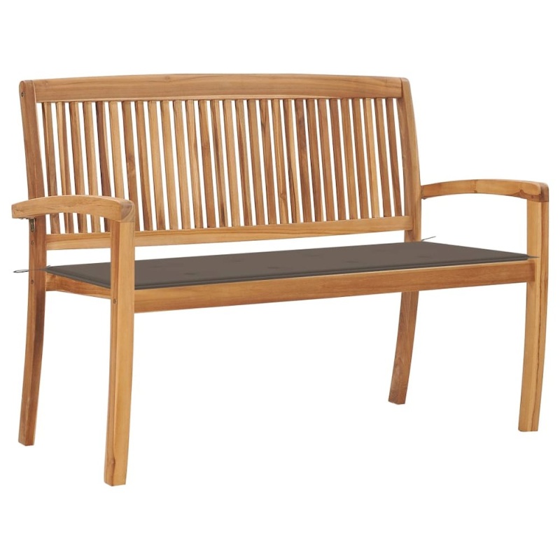 Vidaxl Stacking Patio Bench With Cushion 50.6 Solid Teak Wood - Buy Online