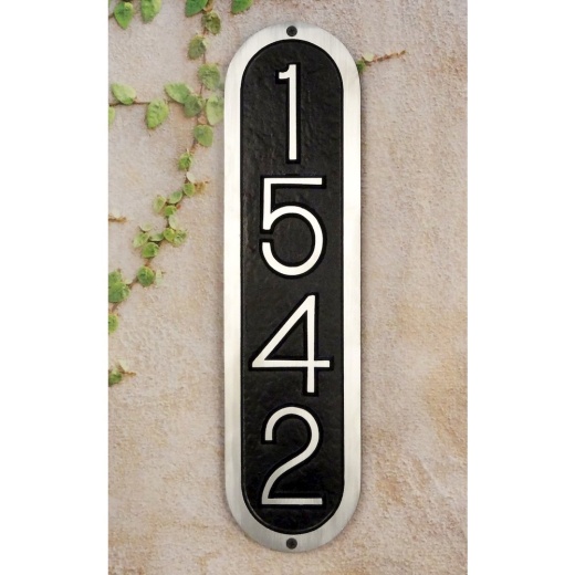 Ventena Cast Aluminum Address Plaque with Brushed Aluminum Numbers ...