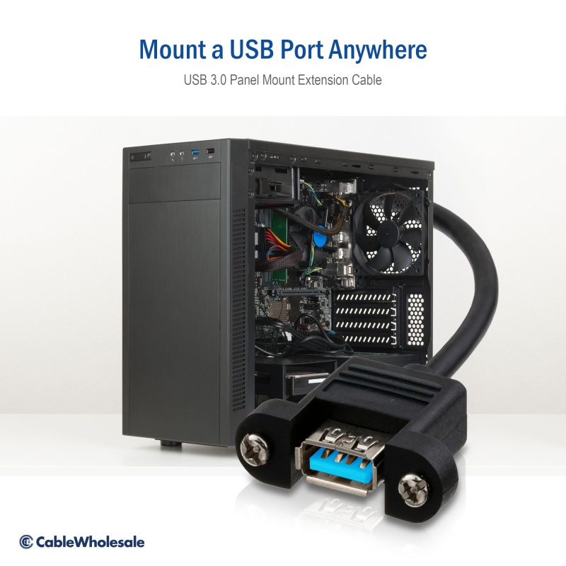 Usb 3.0 Panel Mount Extension Cable, 10Ft