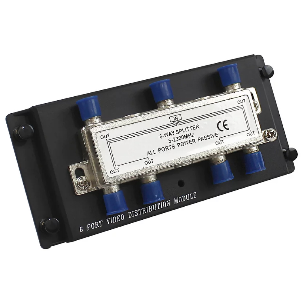 Wavenet – 6-Way Coaxial Cable Splitter Module With Plastic Bracket, Bi ...
