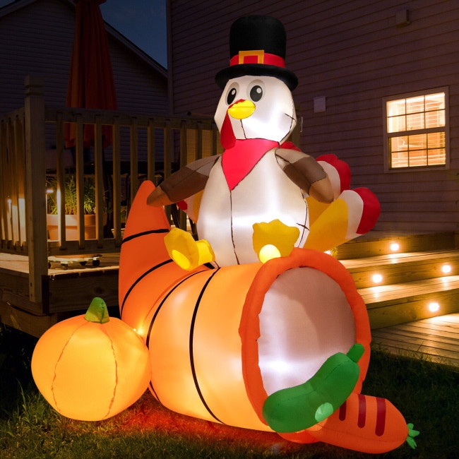 Buy 6 Feet Thanksgiving Inflatable Turkey On Cornucopia Harvest Autumn ...