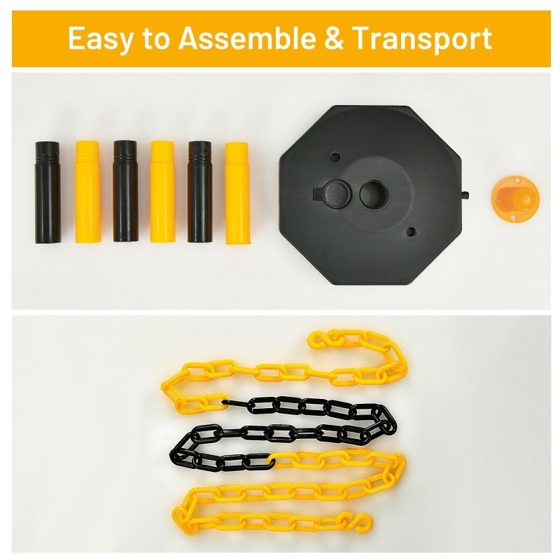 6 Pack 34" Traffic Delineator Poles With 5Ft Chains And Fillable Base