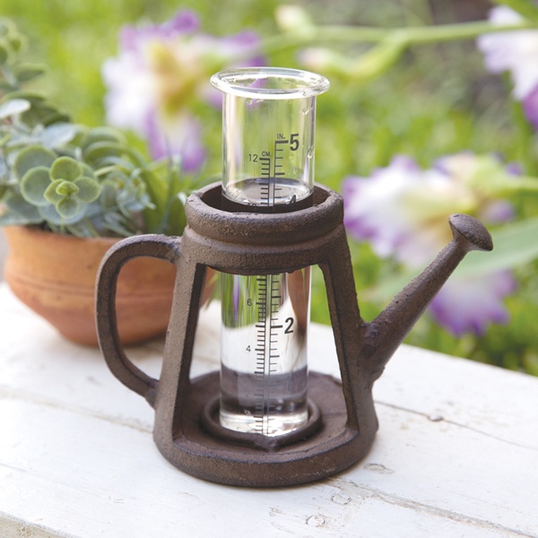 Watering Can Tabletop Rain Gauge - Track Rainfall with Style