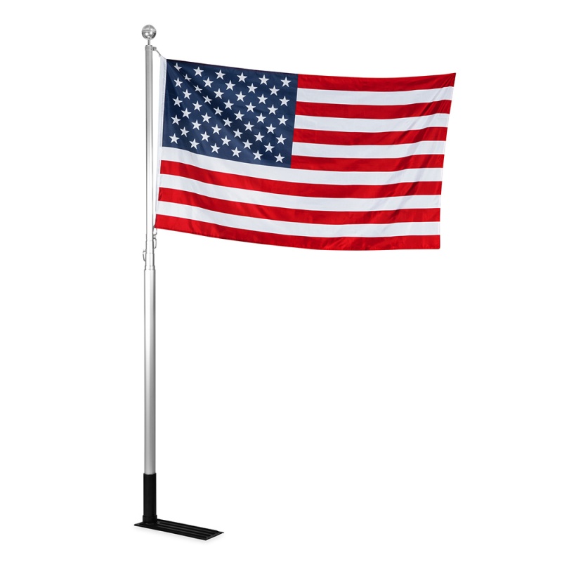 Camco 20' Telescoping Camper/RV Flagpole with Base Foot & U.S. Flag