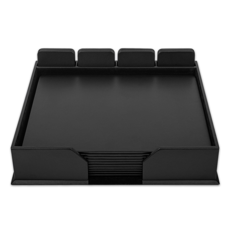 10 Seat Black Leather Conference Room Set W/ Square Coasters - Elevate ...