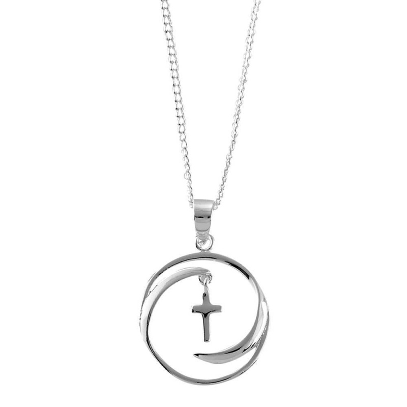 Buy Open Circle Cross Necklace Online | Elegant Silver Plated Pendant