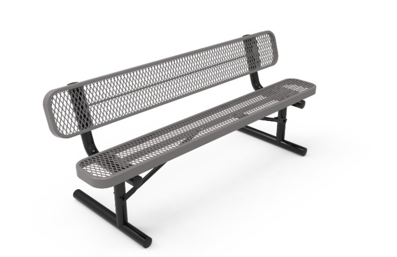 6' Expanded Metal Bench W/ Back - Portable