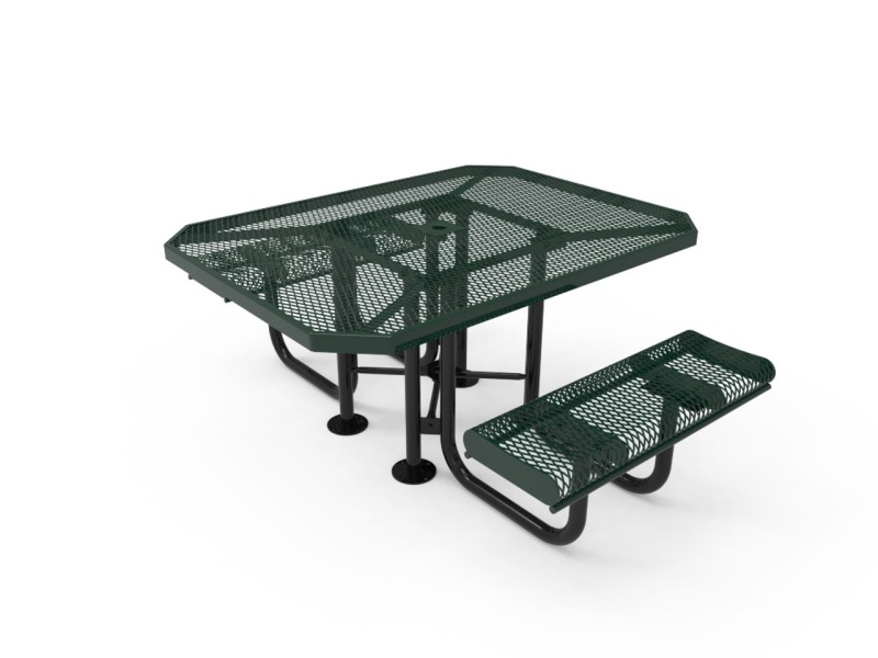 46" Octagon Ada 2 Seat Table Expanded Metal With Rolled Edges - Portable