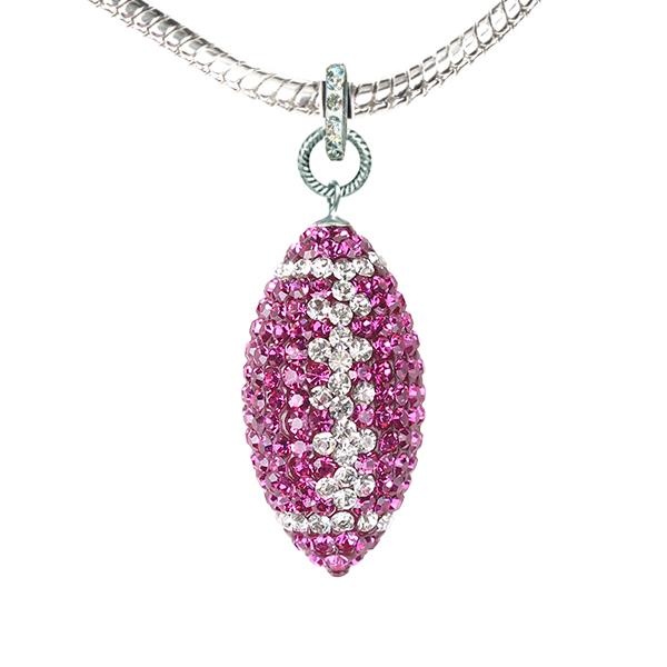 Game Time Bling Large Football Necklace - 18" - Fuchsia/Crystal - Buy ...