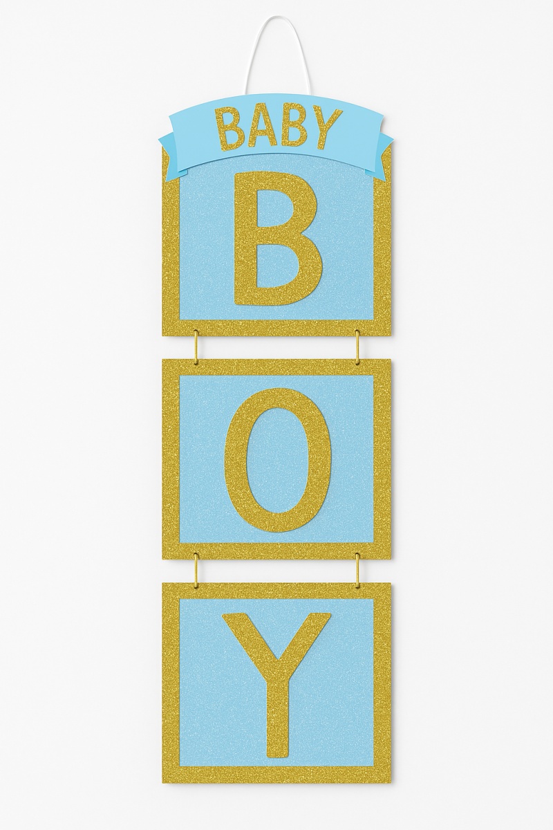 "Baby Boy" Glitter Hanging Sign Decoration For Baby Showers
