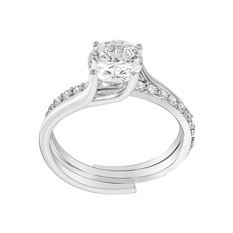 925 Sterling Silver Interlocking Wedding Ring Set