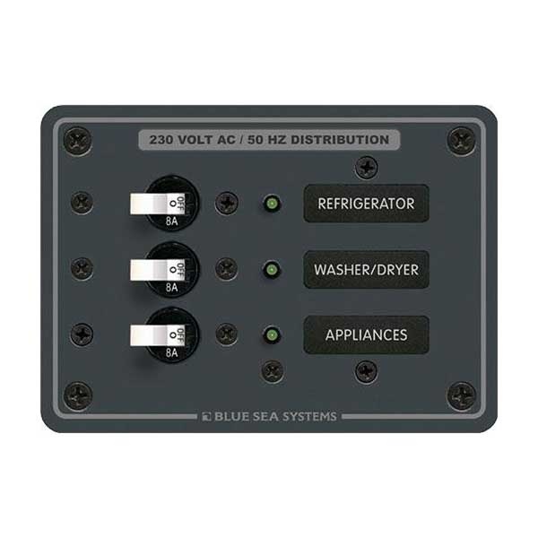 Blue Sea Breaker Panel 230Vac 3 Pos - Buy Online