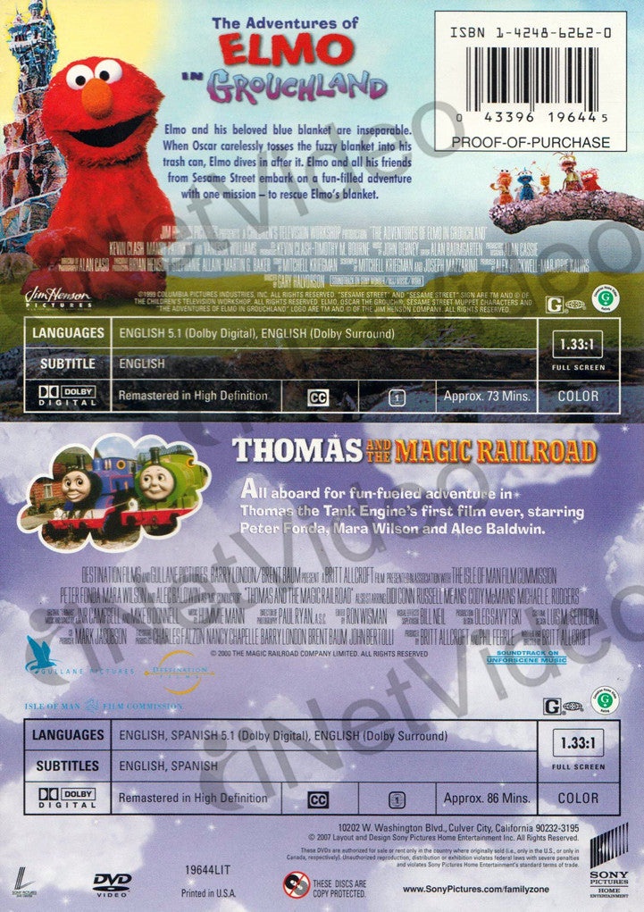 The Adventures Of Elmo In Grouchland/Thomas And The Magic Railroad ...