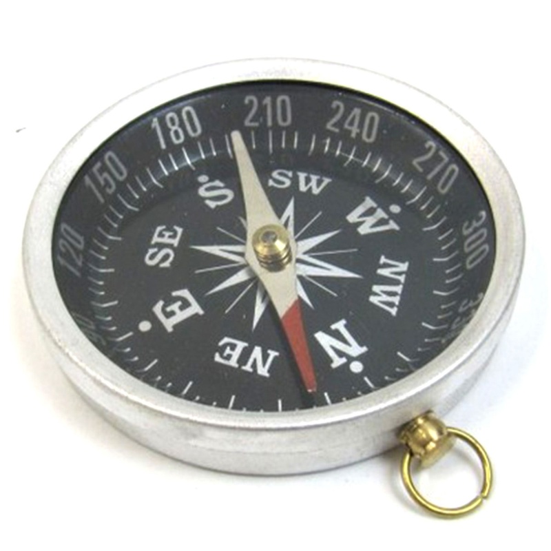 Aluminum Flat Desktop Compass - Silver Finish - 3"