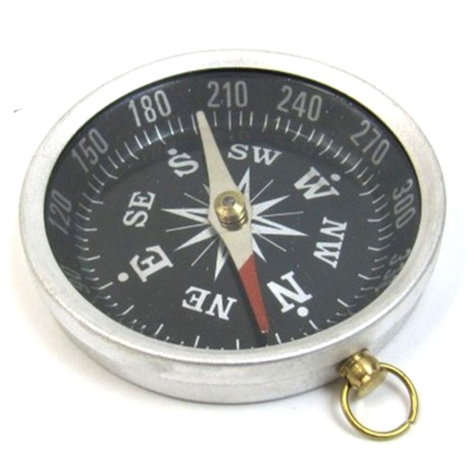 Aluminum Flat Desktop Compass - Silver Finish - 3"