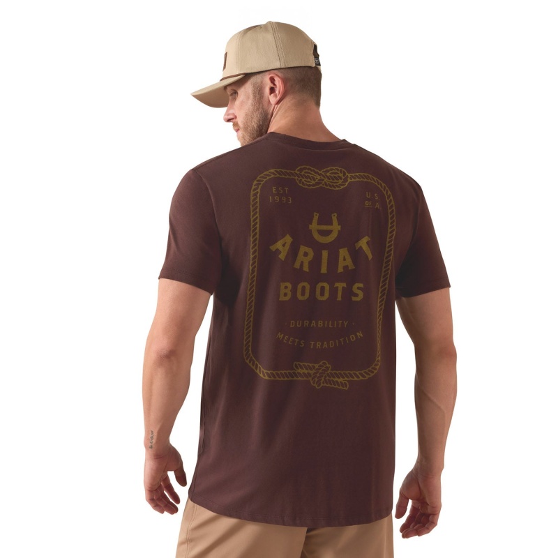 Ariat Mens Short Sleeve Shirt, Ropes & Boots Western Graphic Tee