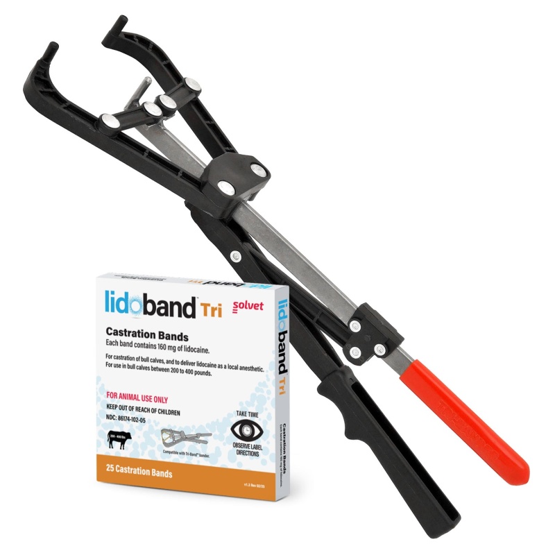 Tri-Band Bander Castration Kit With Lidoband Tri Pain-Relief Lidocaine ...