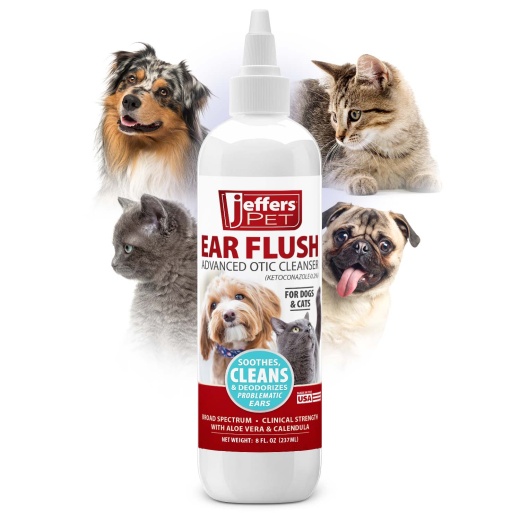 Jeffers Pet Ear Flush Advanced Ear Cleanser With Ketoconazole For Dogs ...