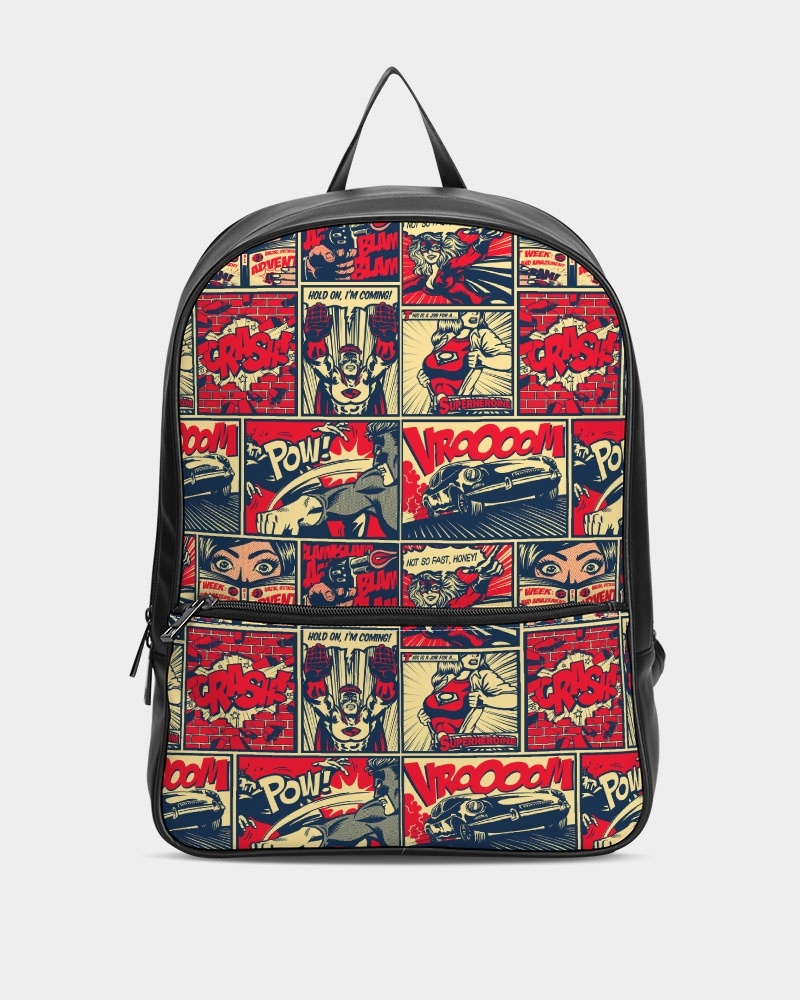 Buy Classic Faux Leather Backpack Comic Art Online - Unique School Bag