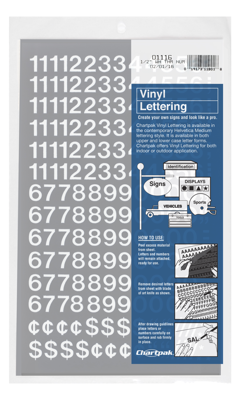 Buy Chartpak 1/2" White Vinyl Numbers Online for Professional Displays ...