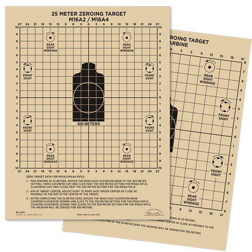 25M Zeroing Target - M16a2, M16a4, M4 Carbine