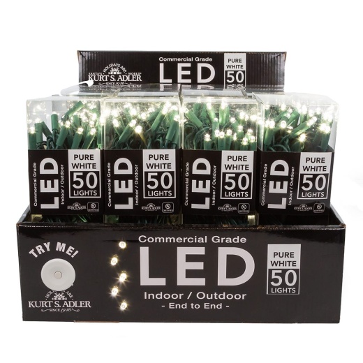 Buy 25.5' UL 50-Light Pure White 5MM LED Green Wire Light Set Online