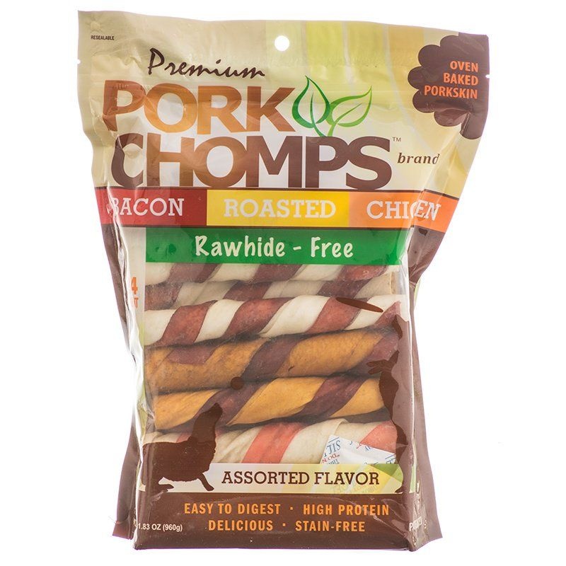Pork Chomps Premium Assorted Pork Twistz - Bacon, Roasted & Chicken ...