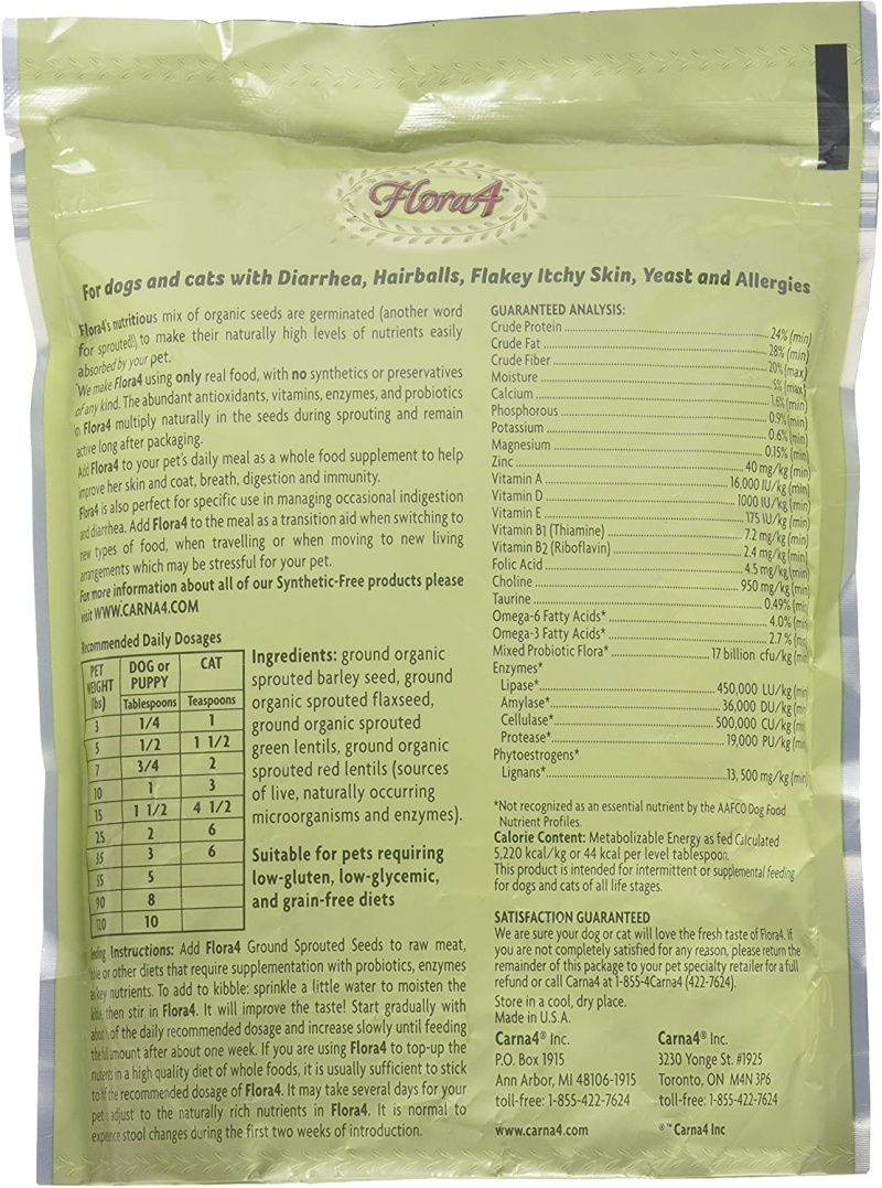 Carna4 Ground Sprouted Seeds 100% Raw Organic Raw Food Topper Flora4 ...