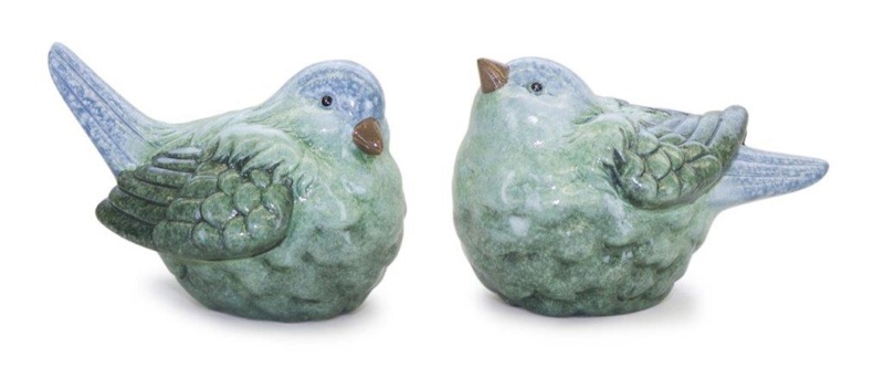 Terra Cotta Bird Figurines - 2-Assorted Set of 4" and 4.75" Decorative ...