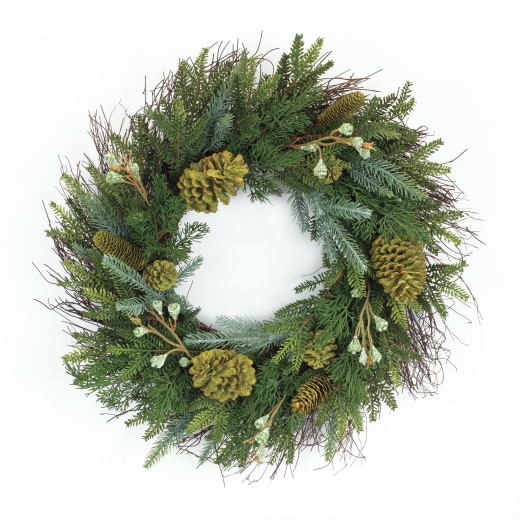 Mixed Pine Wreath 23”D Pvc