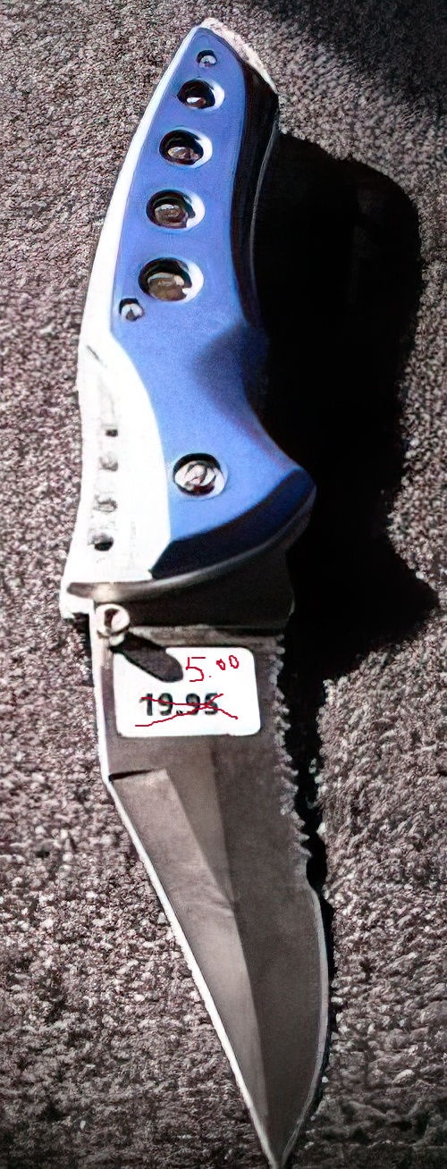 4Hole Metalic Blue Folding Knife