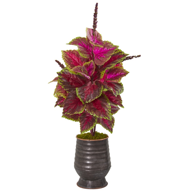 32 Inch Artificial Coleus Plant in Decorative Planter