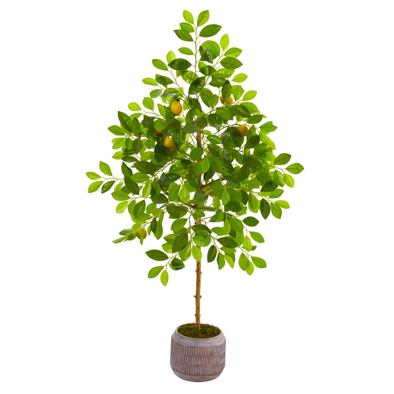 51 Inch Artificial Lemon Tree in Stoneware Planter for Outdoor Living