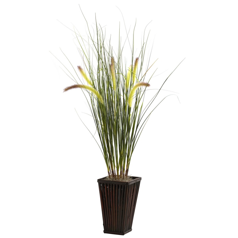 Buy Artificial Grass with Cattails and Bamboo Planter Online