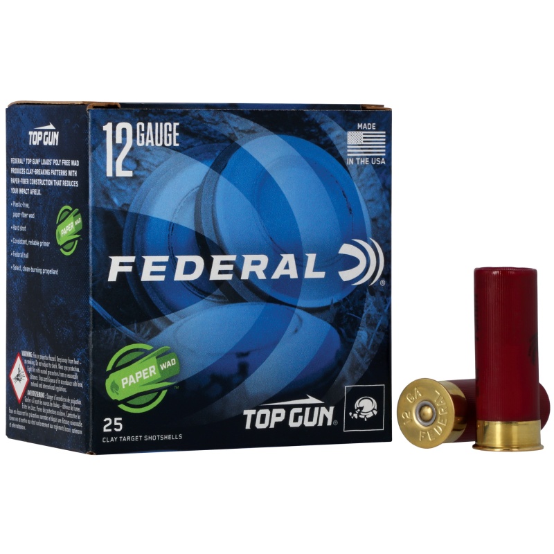 Federal, Top Gun, Paper Wad, 12 Gauge 2.75", #8, 1 1/8 Oz, Lead, 25 ...