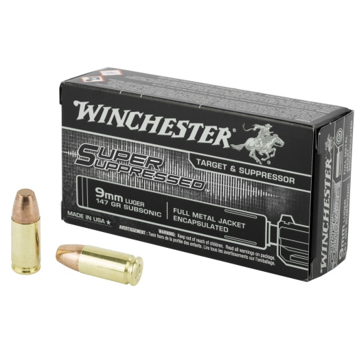 Winchester Ammunition, Super Suppressed, 9Mm, 147 Grain, Full Metal ...