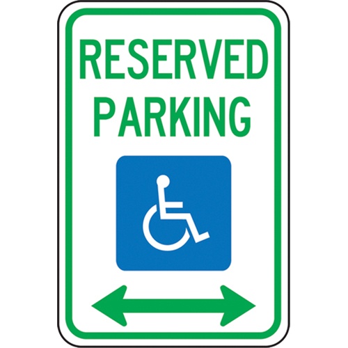 Handicapped Designated Parking Sign, 18" X 12", Aluminum, English With ...
