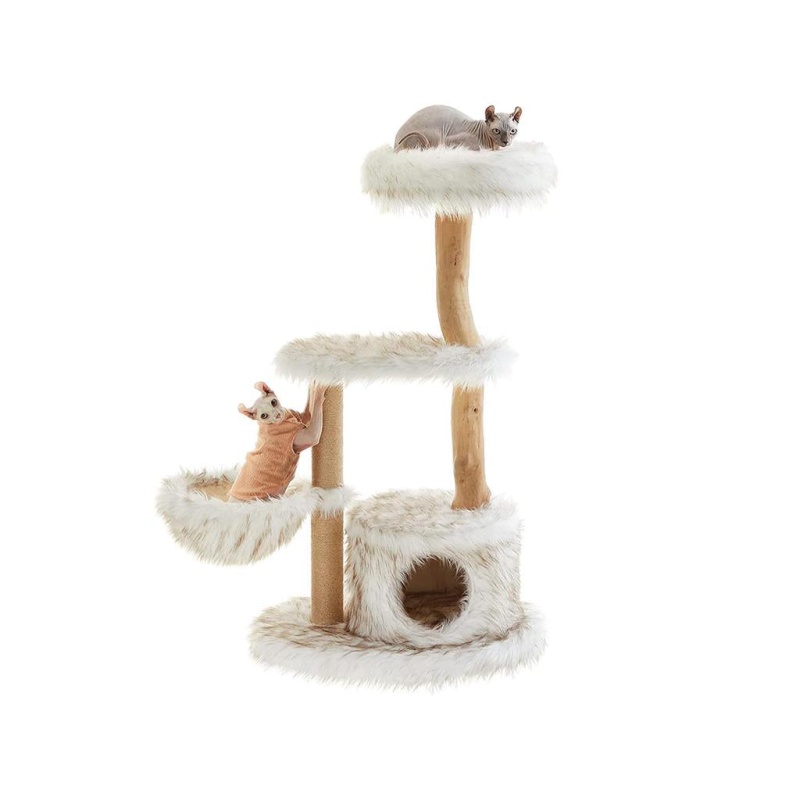 Modern Wood Cat Tree - White