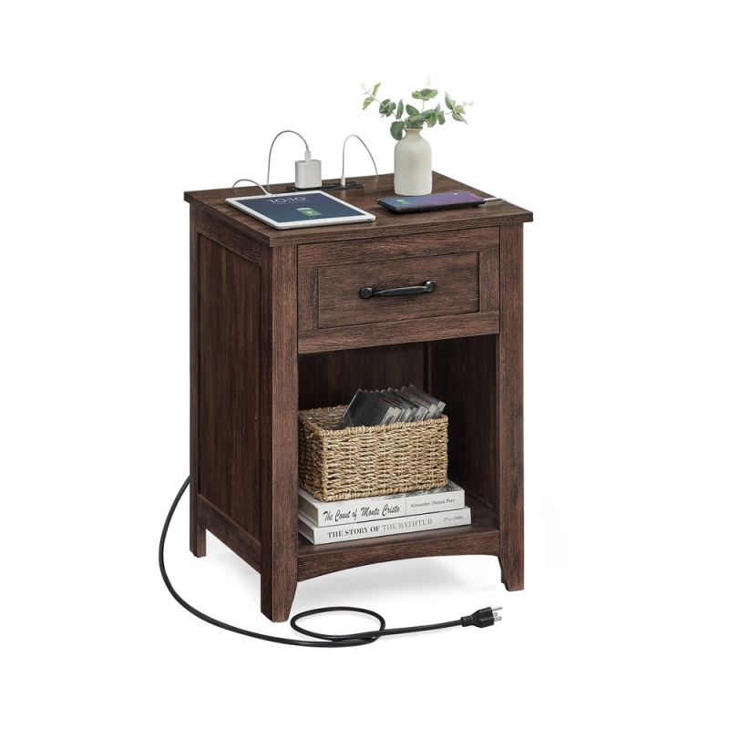 Liry Collection - Nightstands With Charging Station And Open Compartment