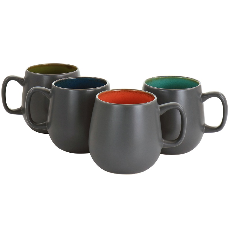 Buy Kook 4 Piece Ceramic Multicolor Deco Coffee Mug Set Online - Matte Grey
