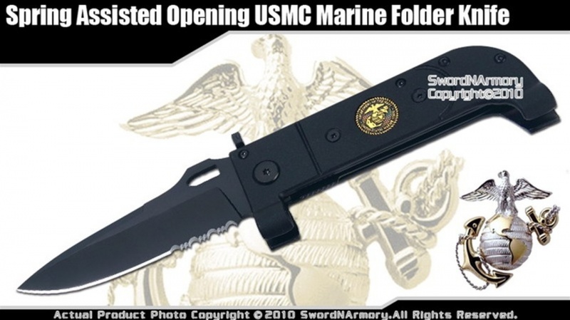 Spring Assisted Opening Usmc Marine Tactical Knife Folder